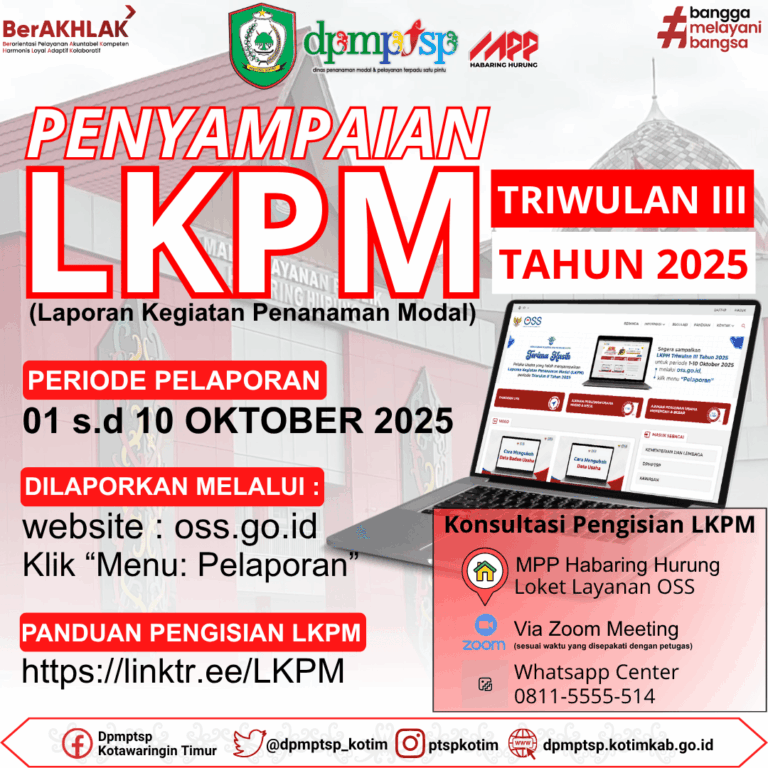 Periode Pelaporan LKPM Triwulan III Tahun 2025 dibuka mulai 01 s.d 10 ...