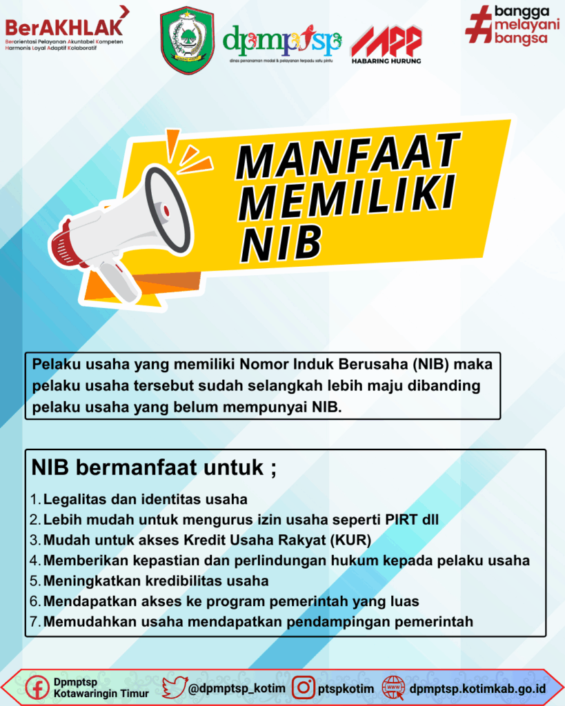 Miliki Nomor Induk Berusaha (NIB) Sekarang ! – DPMPTSP Kotawaringin Timur